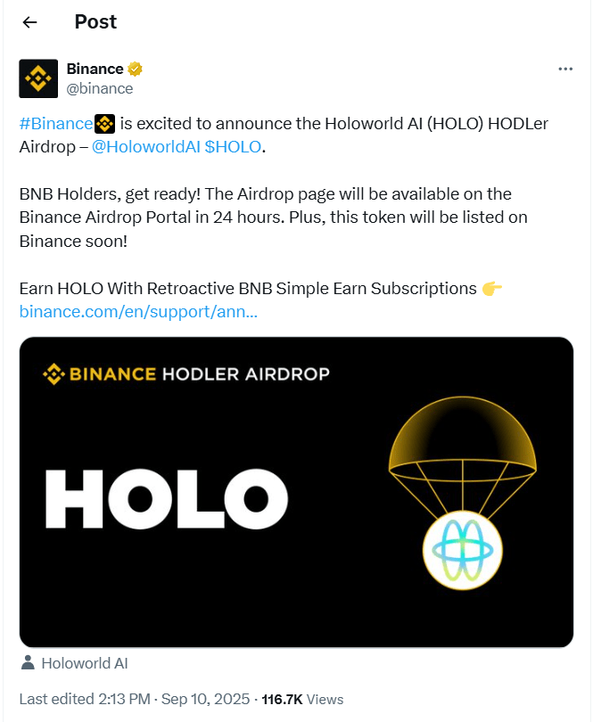 What Is Holoworld AI (HOLO) Crypto: Next 100× Token Post Binance Listing? - BTCC